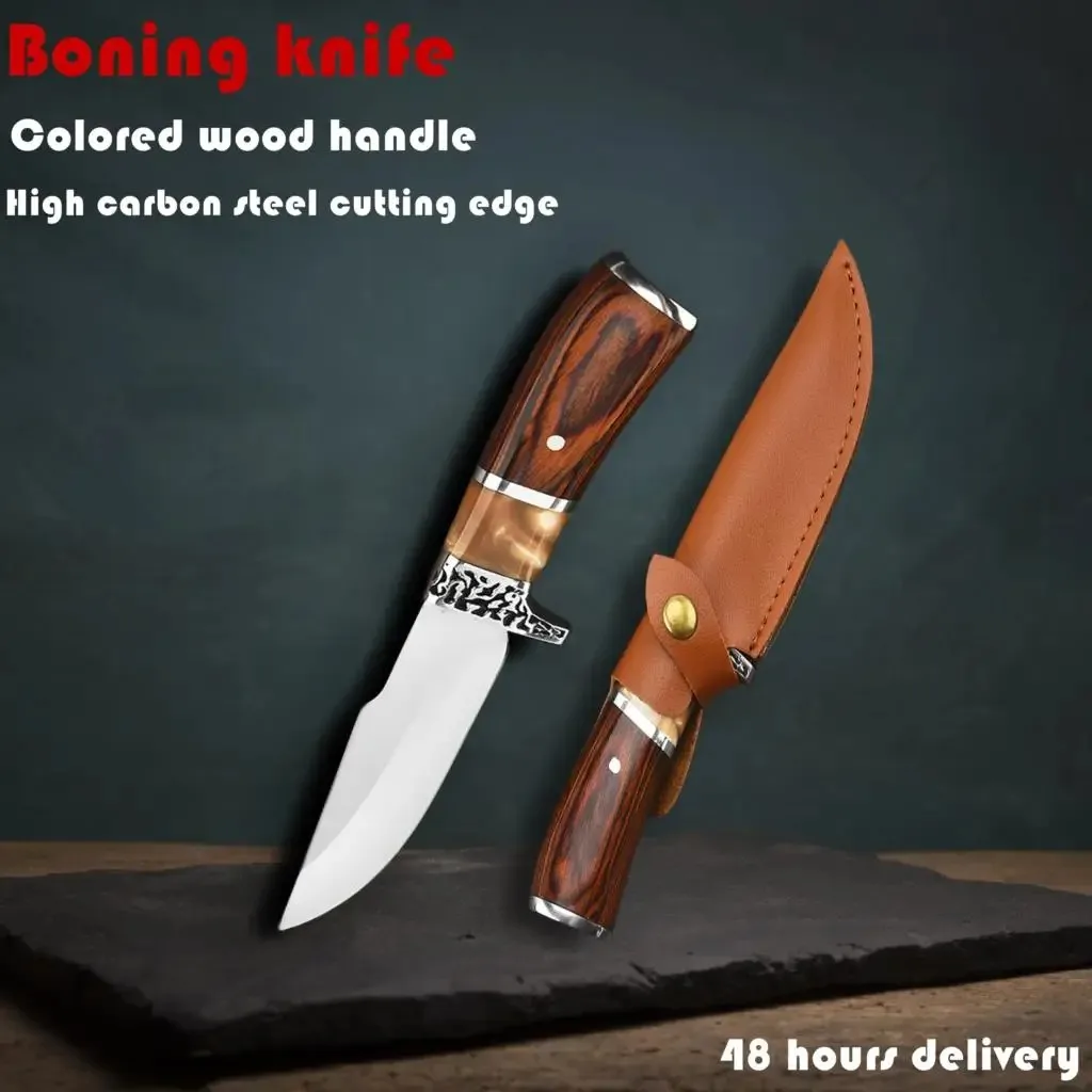Meat-Cleaver-Hunting-Knife-High-end-Colored-Wood-Handle-Boning-Knife ...
