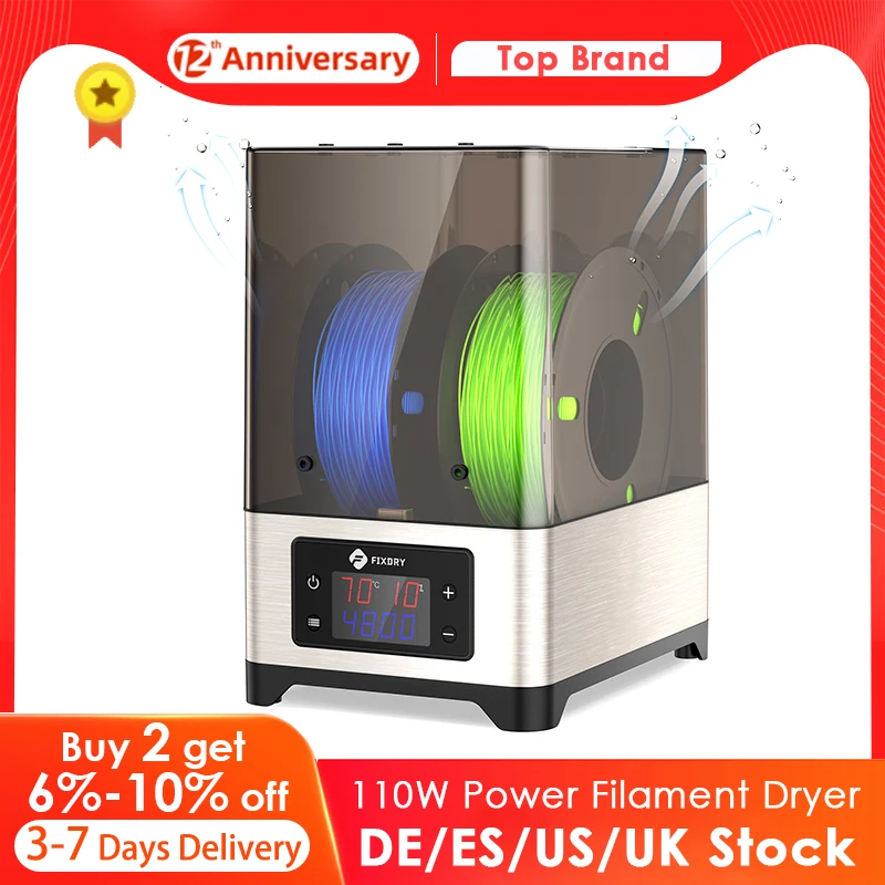 FIXDRY-Large-3D-Printer-Filament-Dryer-Box-with-Fan-PTC-Heater-Real ...