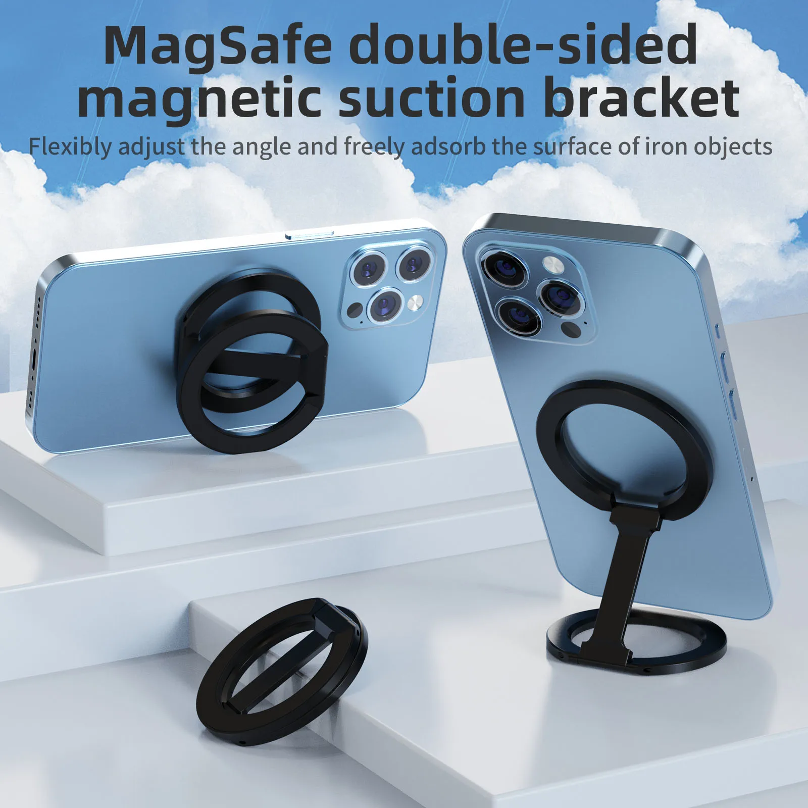 Double-sided-Magnetic-Phone-Holder-Stand-360-Rotating-Strong-Magnet ...