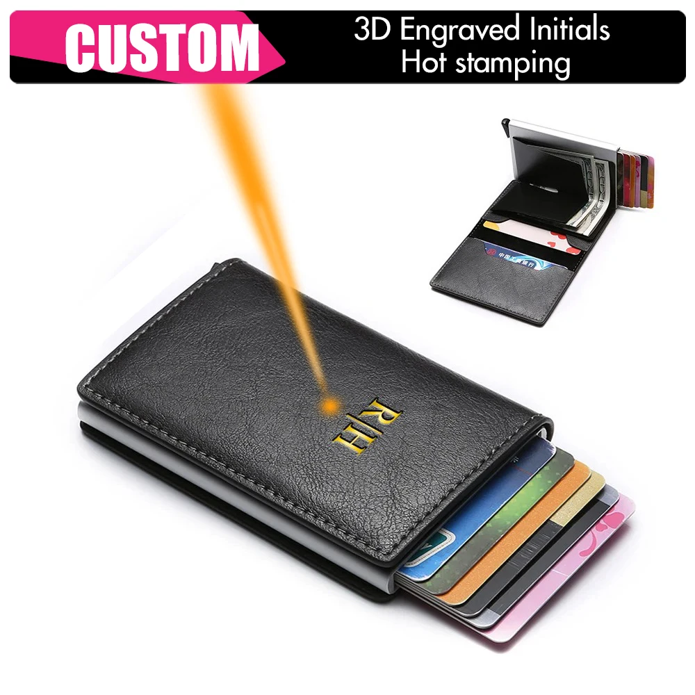 Customized-Initials-Name-New-Rfid-Mini-Card-Wallets-Card-Holder-Wallet ...