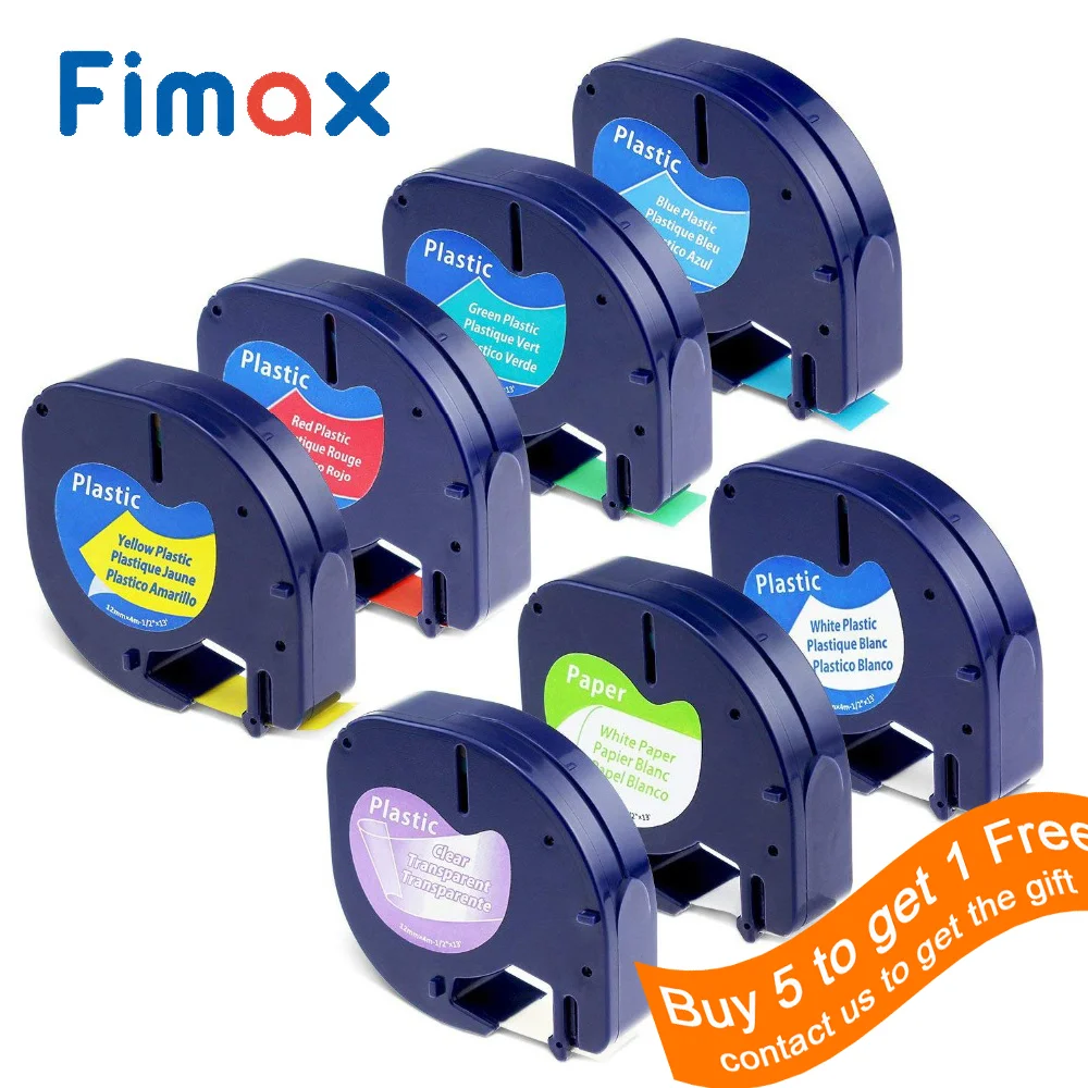 Fimax Plastic Label Tapes 12mm Compatible For Dymo Letratag 12267 16952 ...