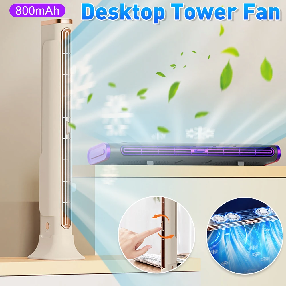 Desk Tower Fan Adjustable Oscillating Air Conditioner Fan Summer Floor ...
