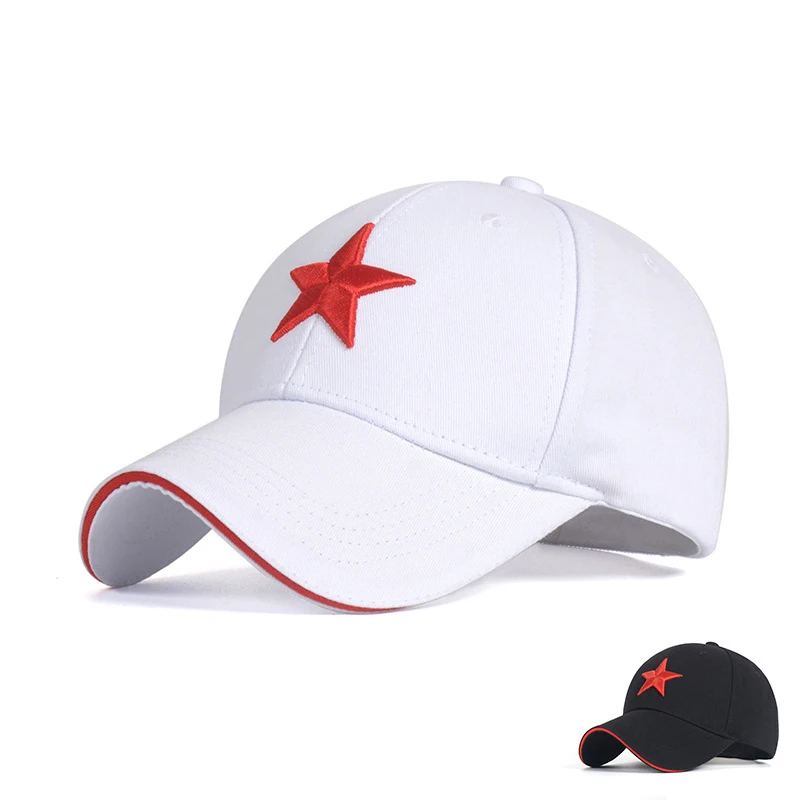 Unisex-Cotton-Baseball-Caps-with-Embroidery-Red-Five-pointed-Star ...