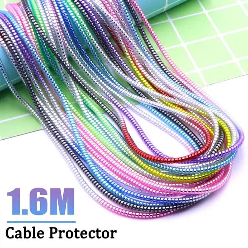 1-6m-Colorful-Laser-Spiral-Cable-Protector-Winder-for-USB-Charging-Data ...