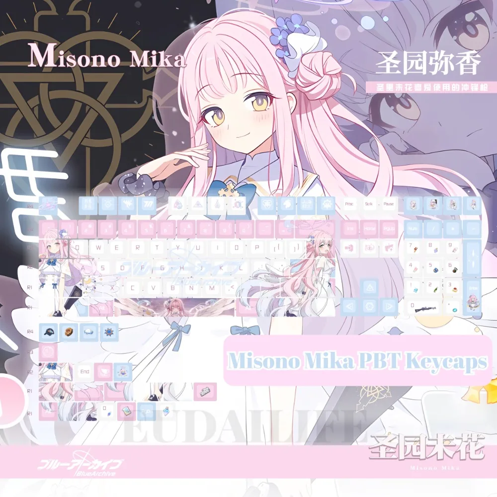 Misono-Mika-Keycaps-Blue-Archive-PBT-Key-Caps-DYE-Sublimation-Cherry-MX ...