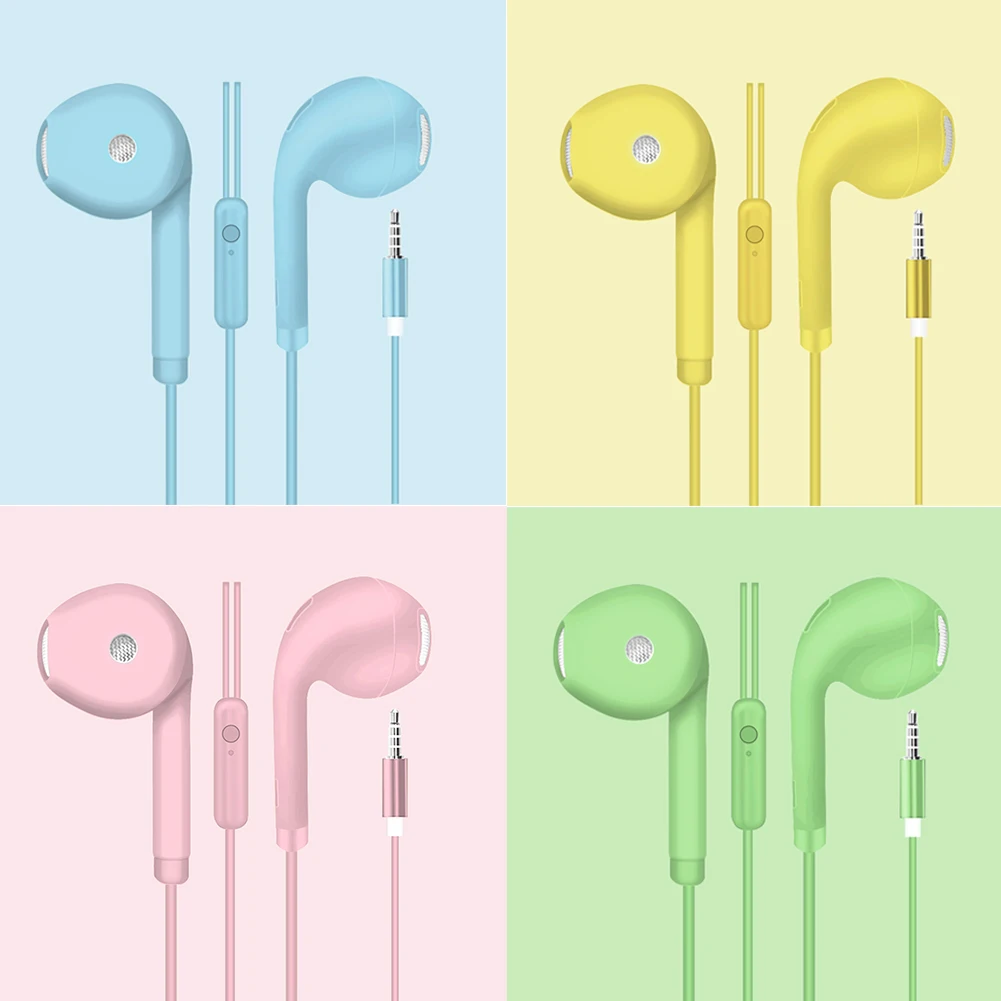 3.5mm Wired Headset Macaron Earphone In-Ear Headphone Music Multicolors ...