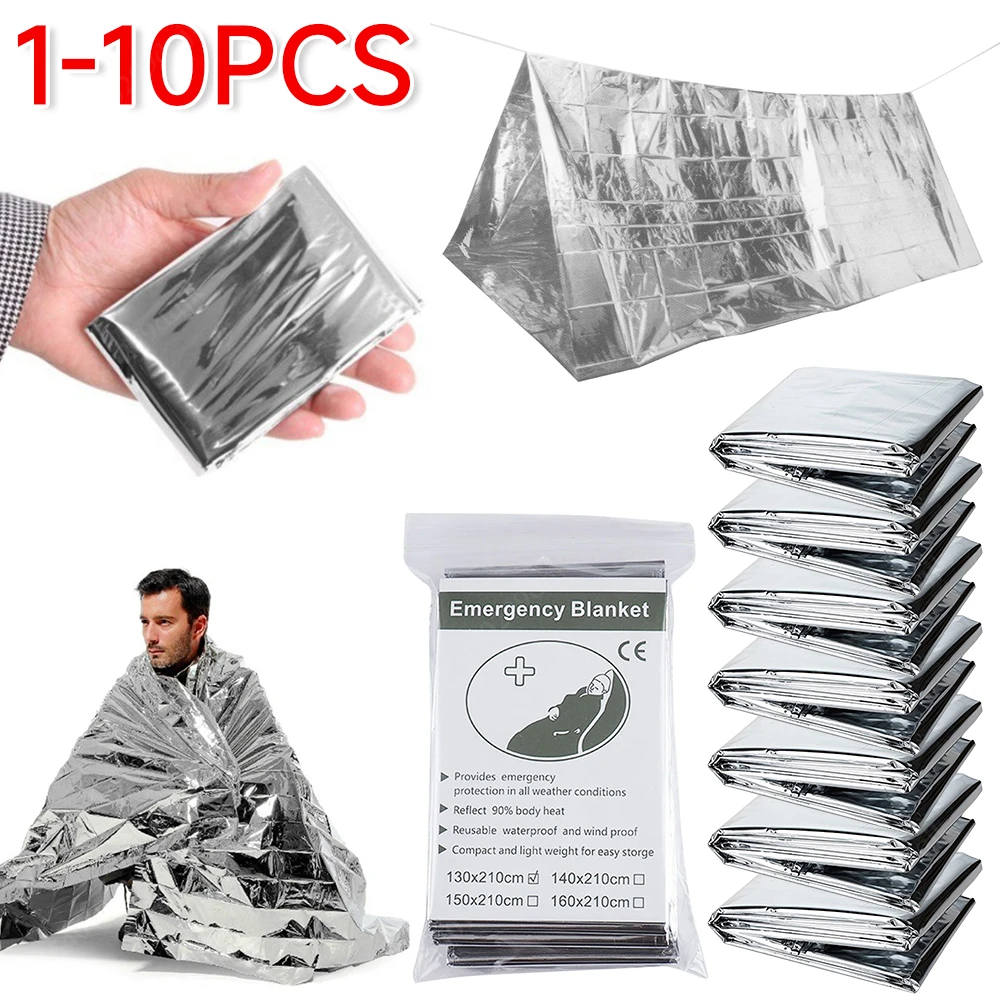 1-10pcs-Outdoor-Emergency-Survival-Blanket-Silver-Waterproof-First-Aid ...