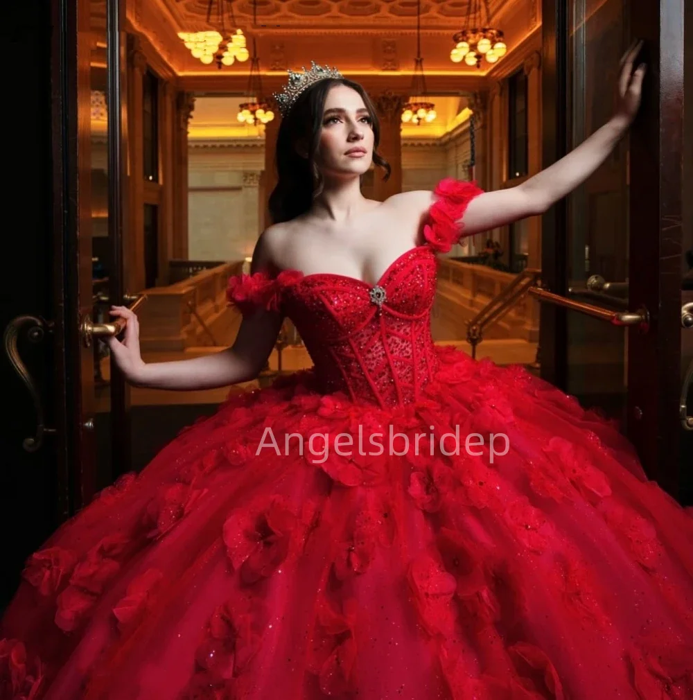 Angelsbride-vestido-De-baile-rojo-glamuroso-para-Quincea-era-Vestidos-De-Quincea-era-De-15 ...