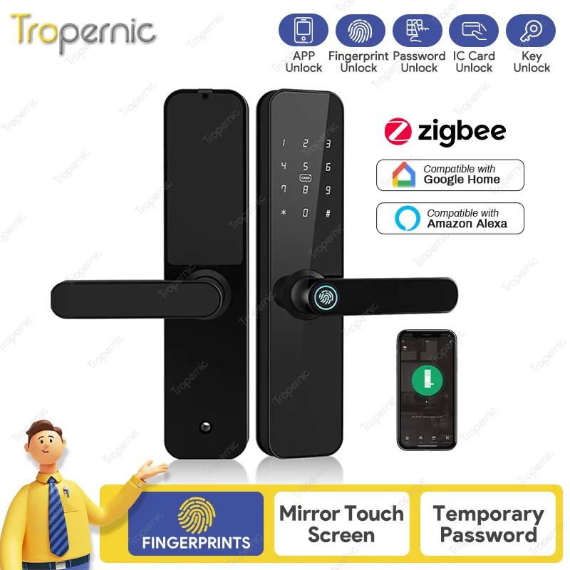 Tuya ZigBee Smart Door Lock APP Remote Control Eletronic Biometric ...