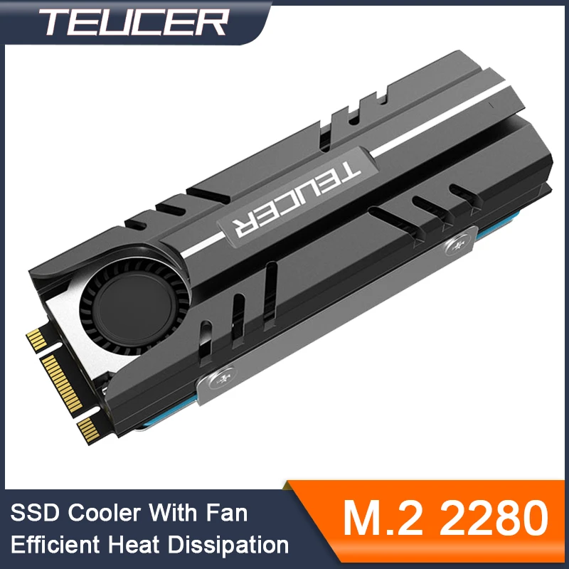 TEUCER M.2 NVMe SSD 방열판 2280 솔리드 스테이트 디스크 공기 순환 쿨러 방열판 개스킷 (열 패드 포함 ...