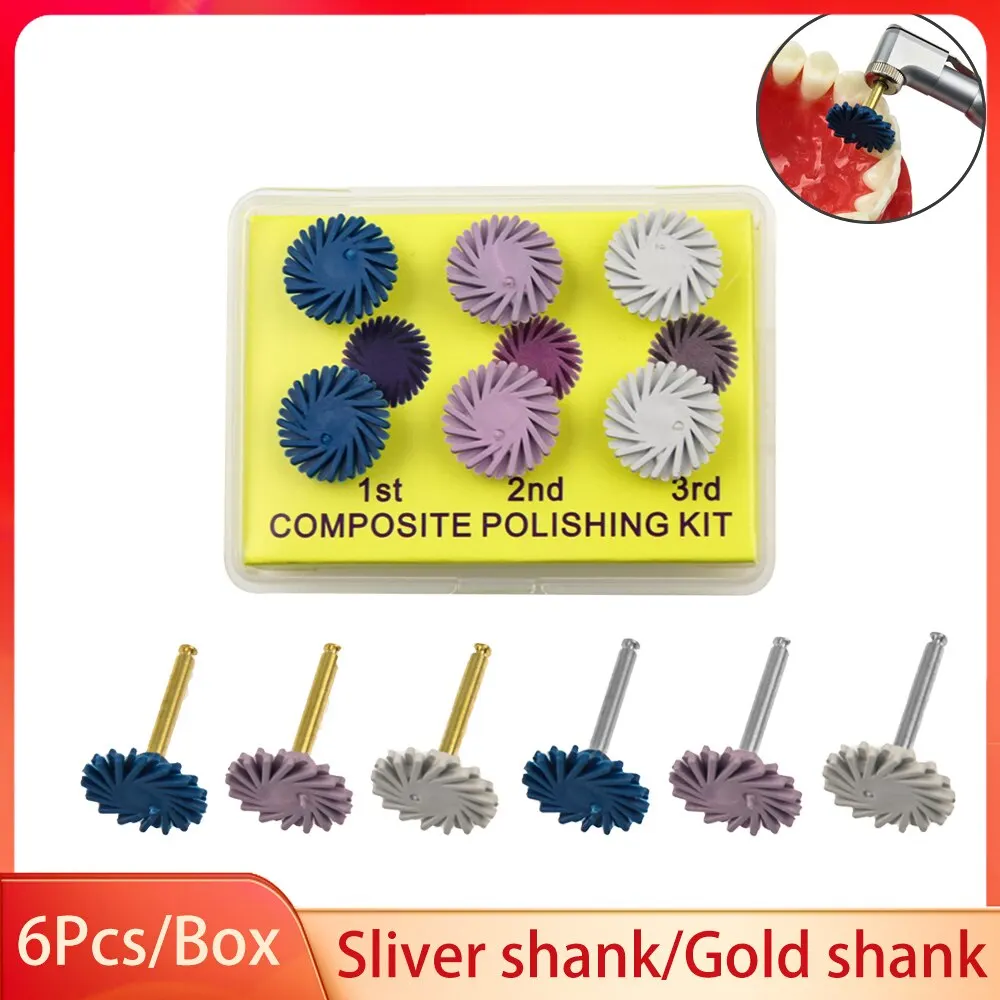 6Pcs/Set Dental Rubber Polisher Composite Resin Diamond System RA ...