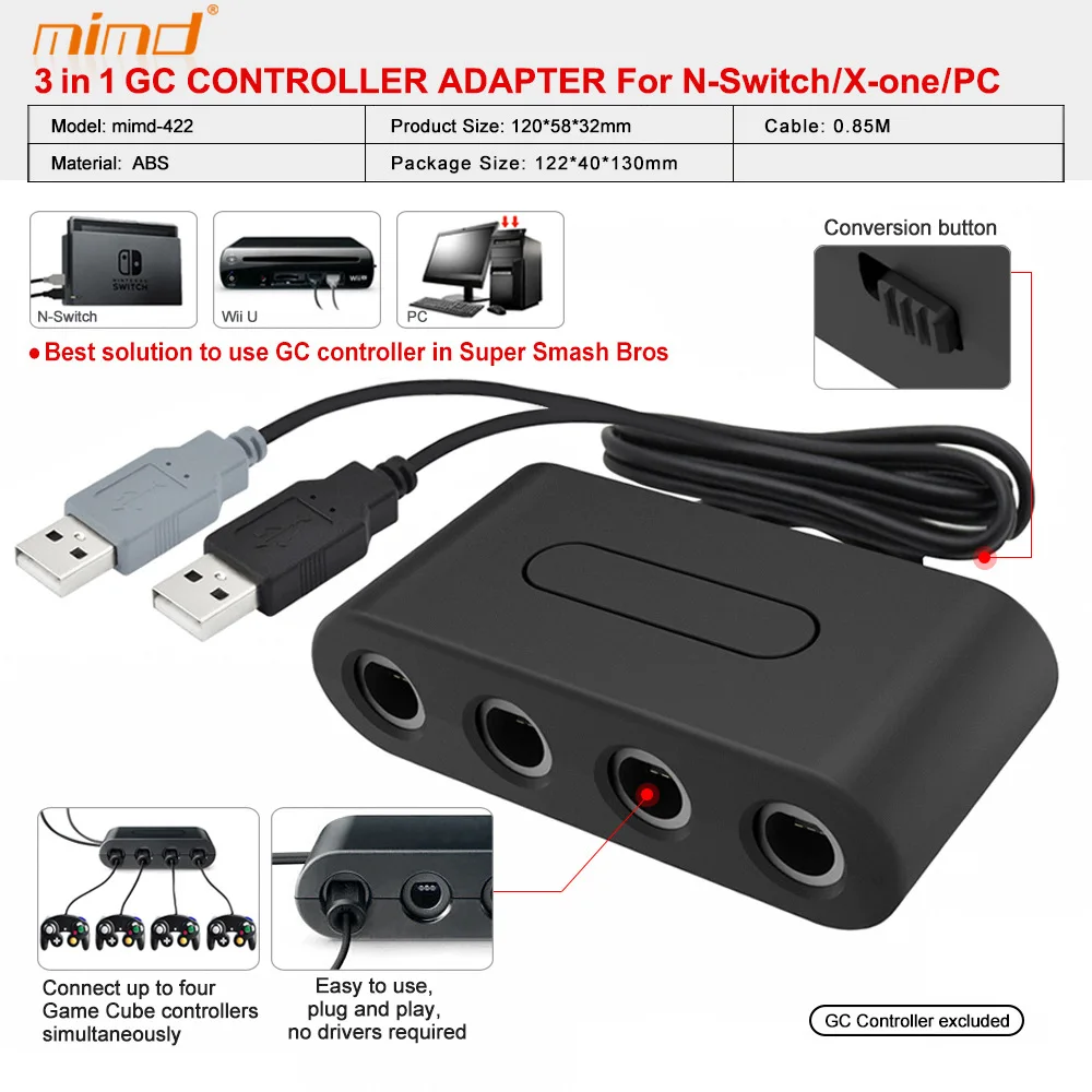 4-Ports-Game-Converter-for-GameCube-GC-Controller-USB-Adapter-for ...