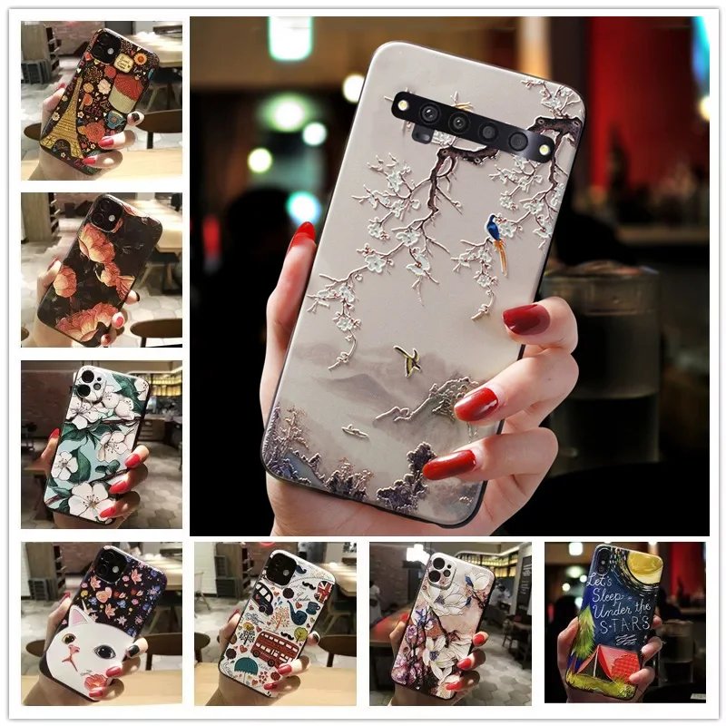 3D-Relief-Phone-Case-For-TCL-10-Pro-SE-Case-Floral-Silicon-Cover-For ...