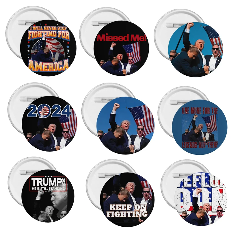 9-Types-Trump-Assassination-Attempt-Tinplate-Pin-Fighting-Soft-Button ...
