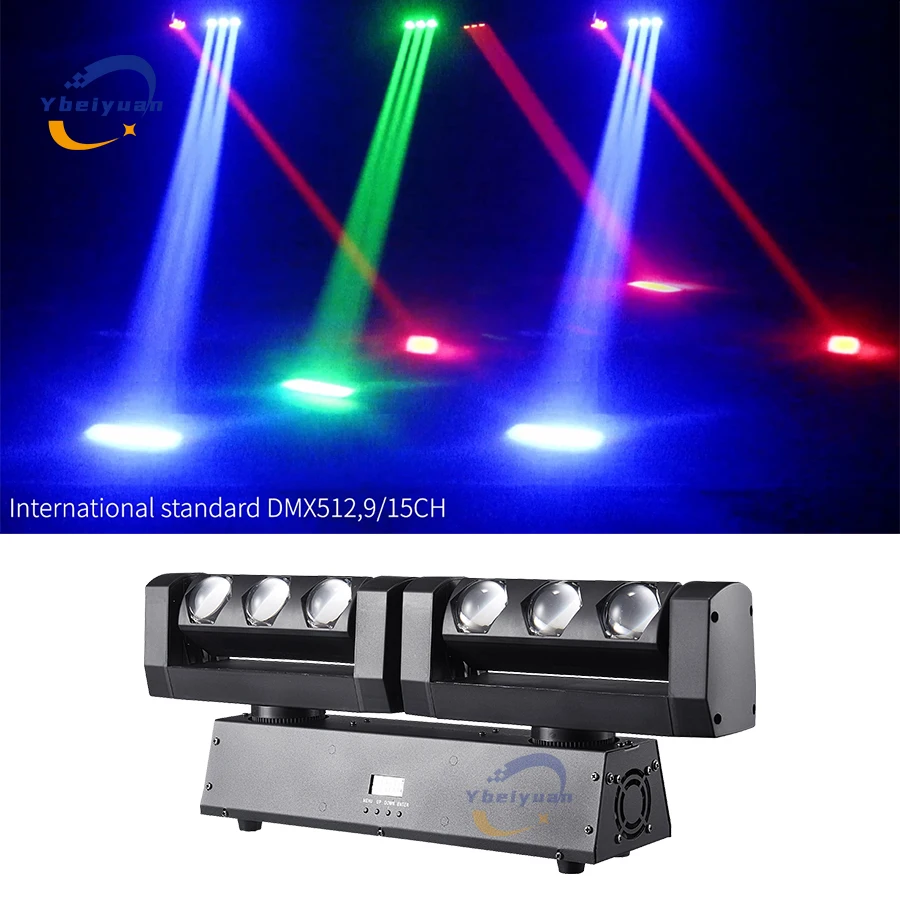 150W Dual Head 6 LED Y-axis Infinite Rotation RGBW 4-in-1 Beam Light ...