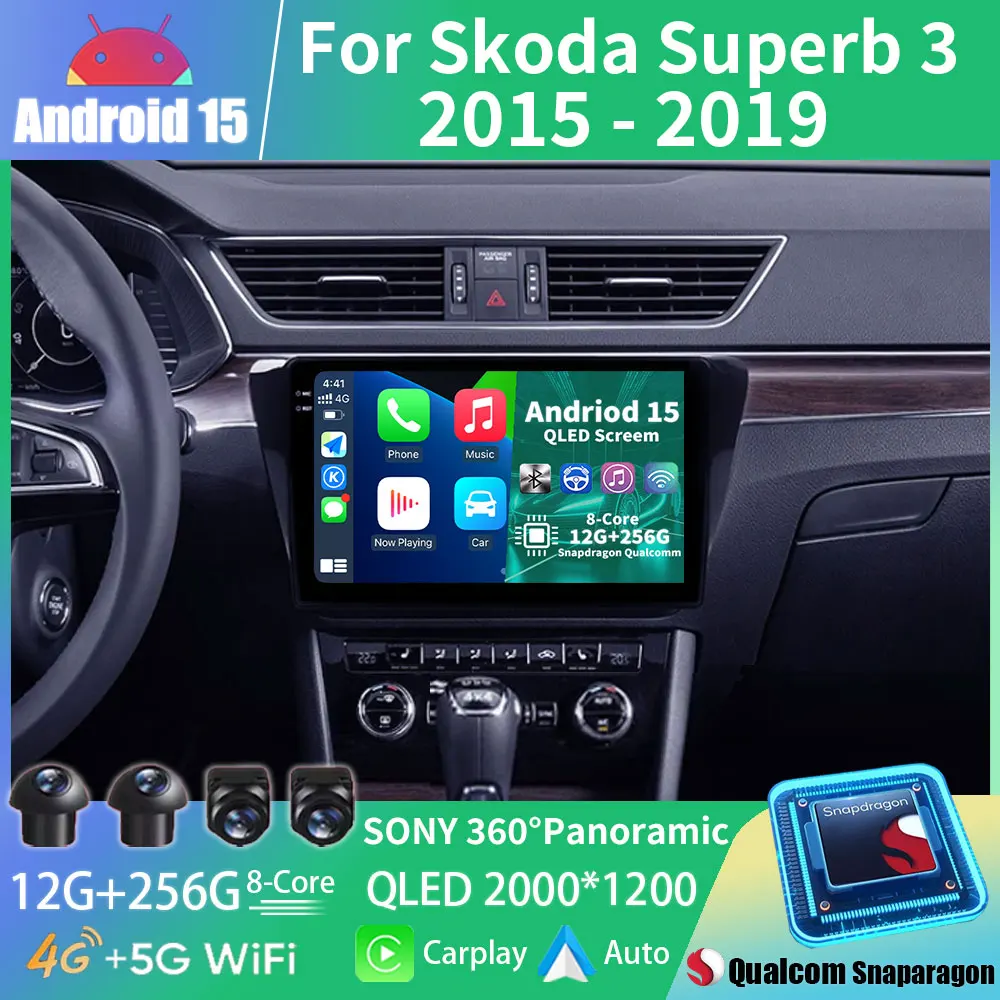 Android 15 Car Radio For Skoda Superb 3 2015 - 2019 GPS Multimedia ...