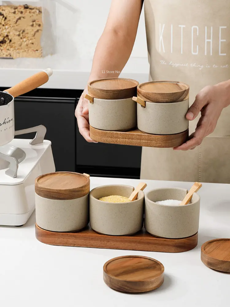 Home-Ceramic-Spice-Jar-Set-Hotel-Kitchen-Spice-Jar-Storage-Rack-with ...