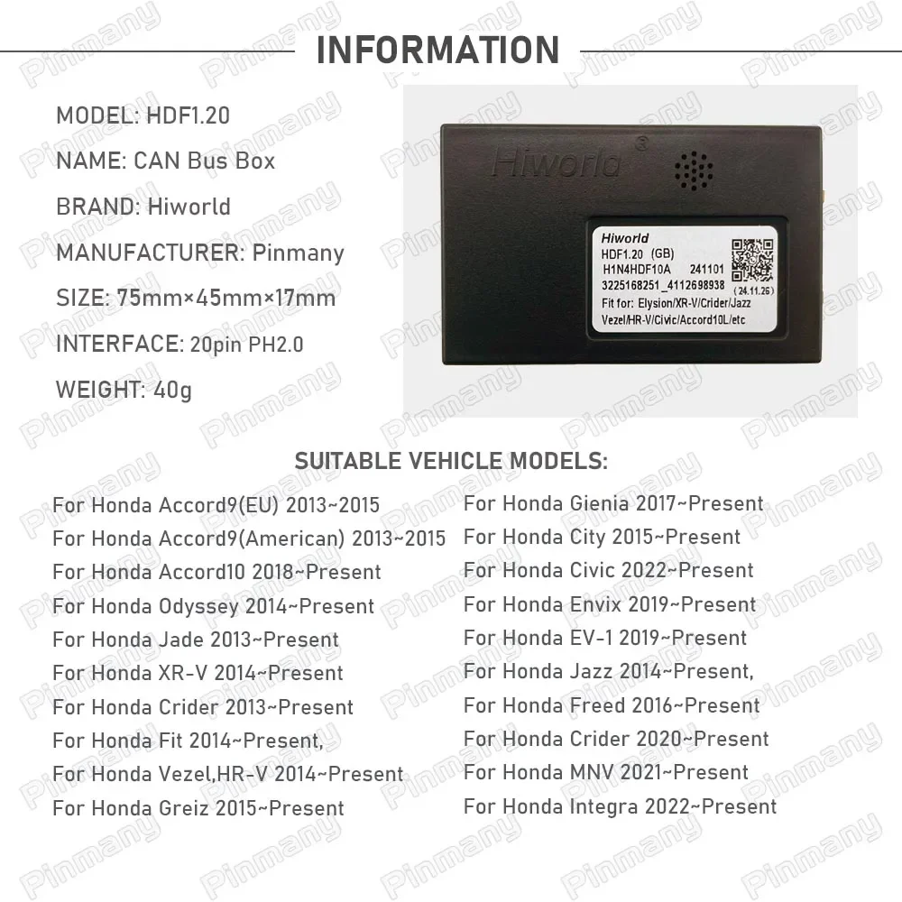 Car Android Radio Hiworld CAN Bus Adapter for For Honda XR-V Crider Fit ...