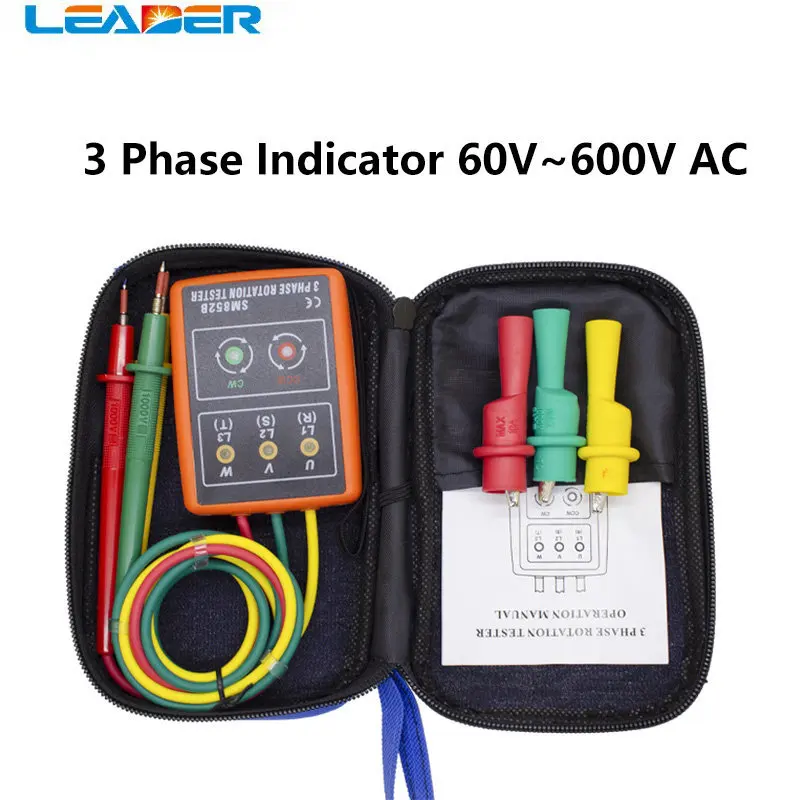 SM852B-3-Phase-Rotation-Tester-Digital-Phase-Indicator-Detector-LED ...