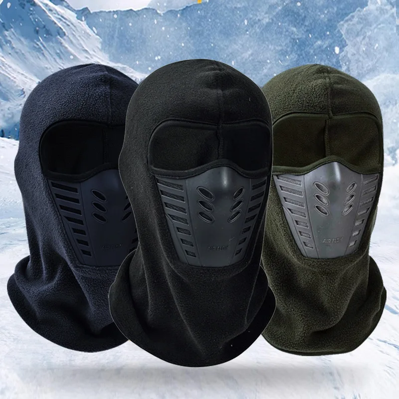 Winter-Outdoor-Skiing-Riding-Masked-Cap-Thickened-Fleece-Cap-Scarf-Face ...