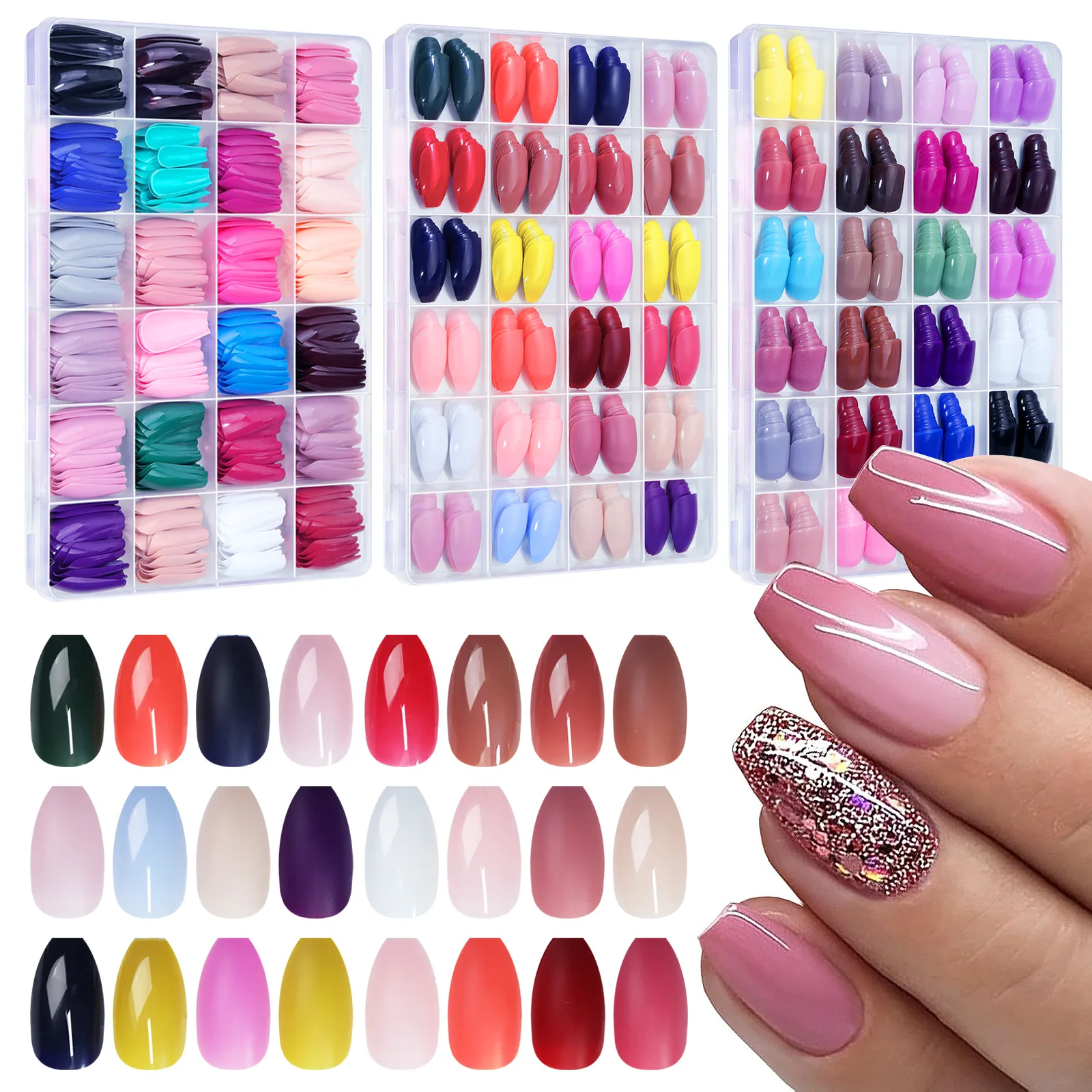 Colorful Press on Nails Acrylic Wear Soft Gel Tips False Fake Nail ...