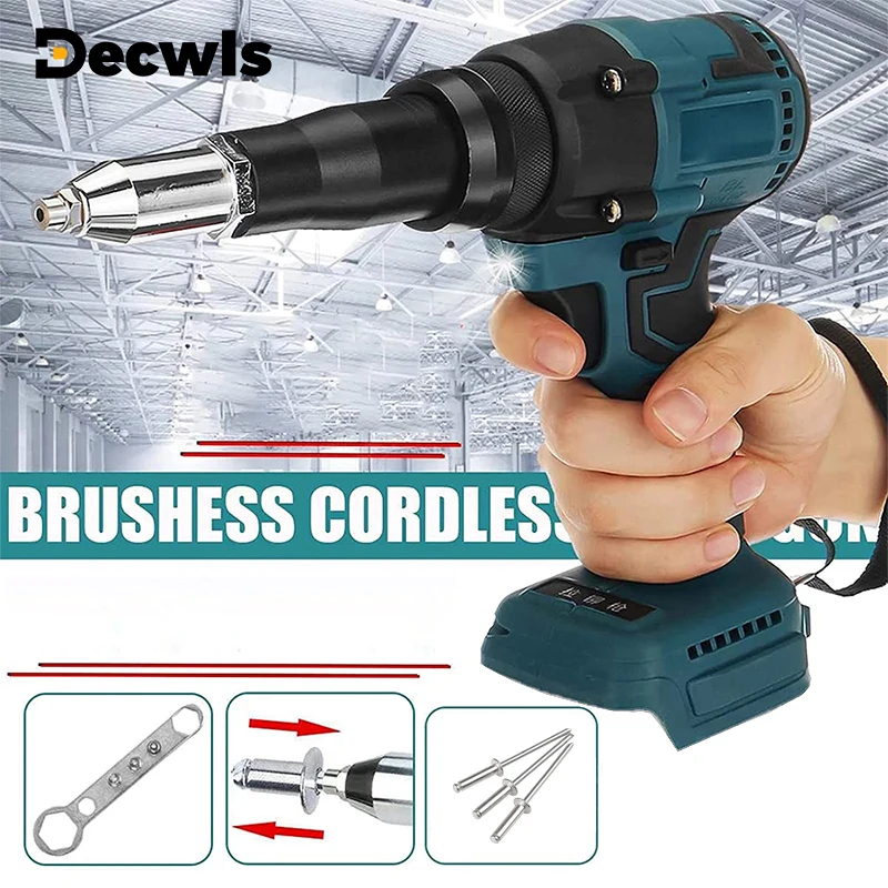 18v Brushless Electric Rivet Gun 2.4-4.8mm Cordless Rivet Nut Gun ...
