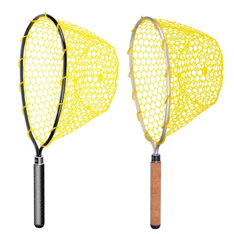 Carbon-Cork-Handle-Fly-Fishing-Hand-Net-Silicone-Net-Stream-Net-Fishing ...