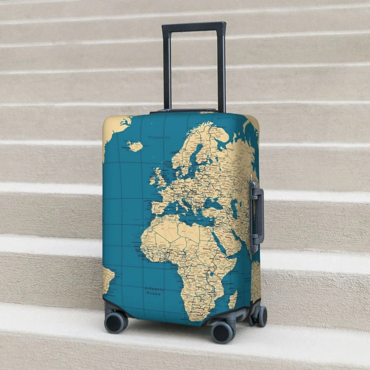 World Map Suitcase Cover Cities Roads Lakes and Rivers Holiday Business ...