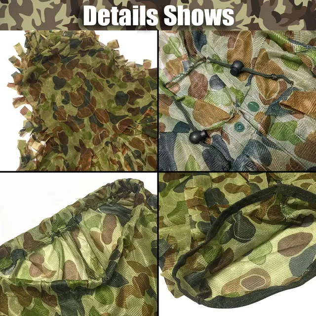 3D Leaf Camo Yowie Outdoor Ghillie Suit Men Women 3 Pieces Hunting ...