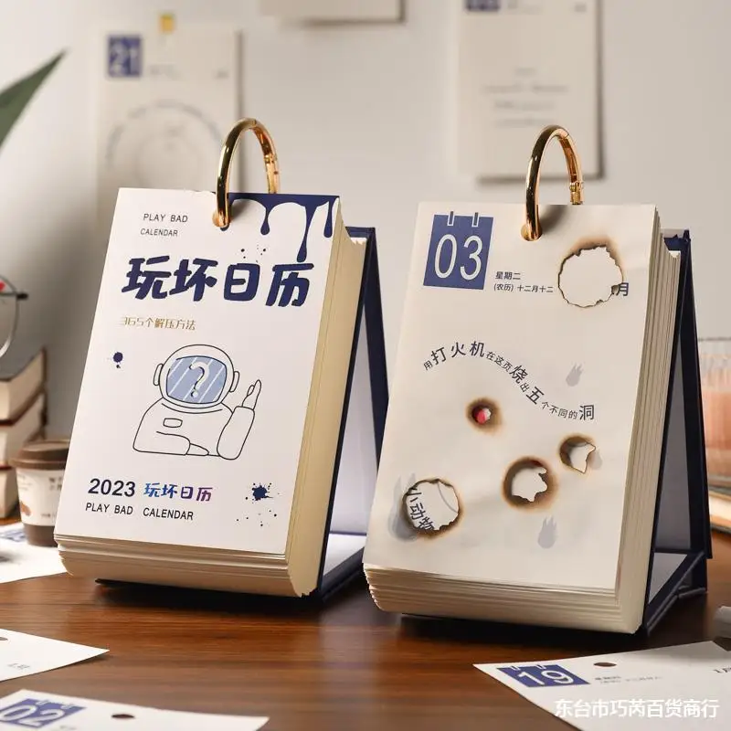 Play-Bad-Calendar-In-2023-Fun-Desktop-Desk-Calendar-Turn-Pages-By-Hand ...