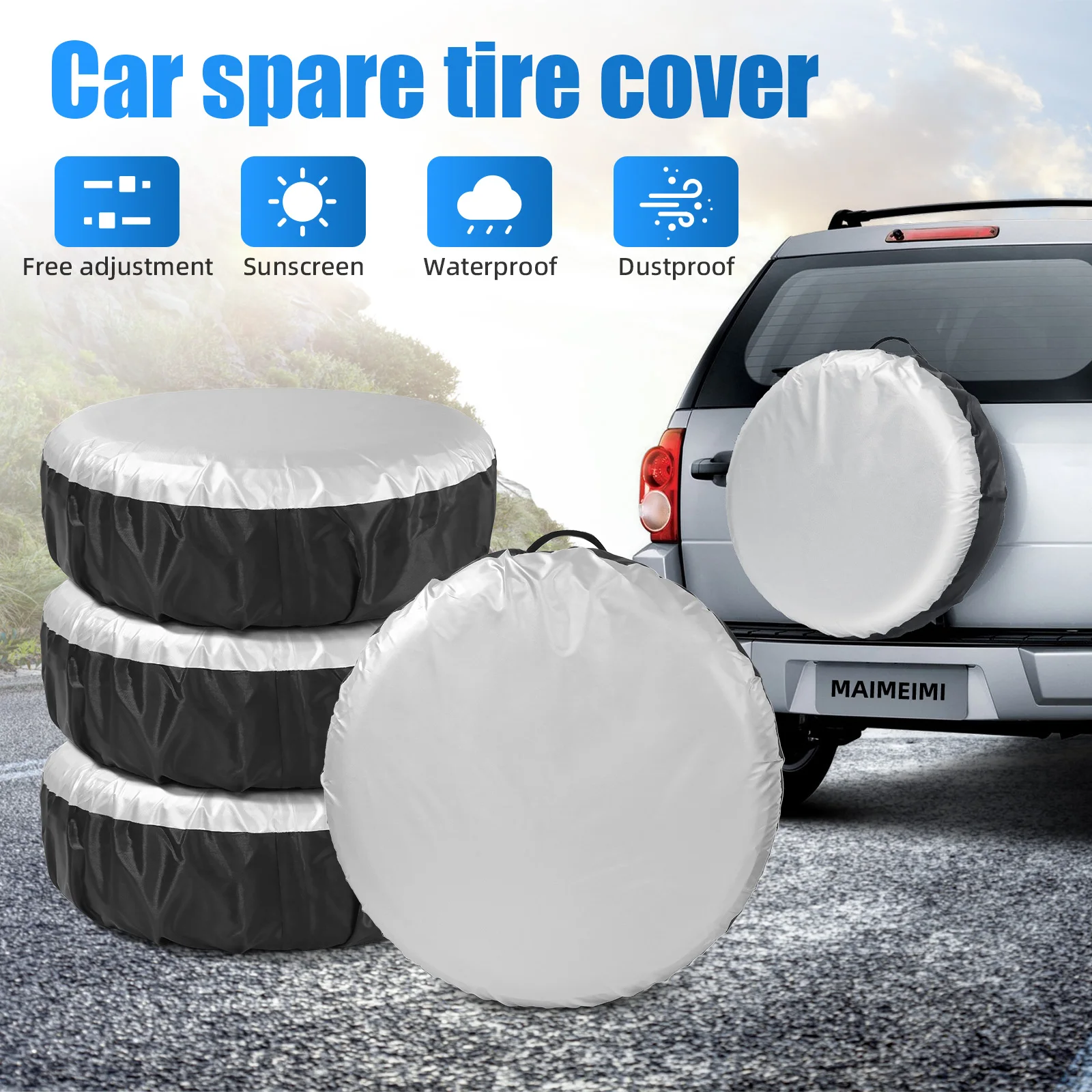 4Pcs Spare Tire Cover Auto Vehicle Wheel Protector 13-19/19-23inch Case ...
