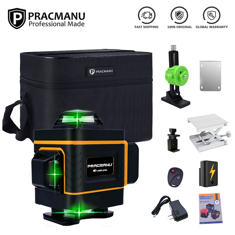Pracmanu-16-Lines-4D-Laser-Level-Green-Cross-Lines-with-Auto-360-Self ...