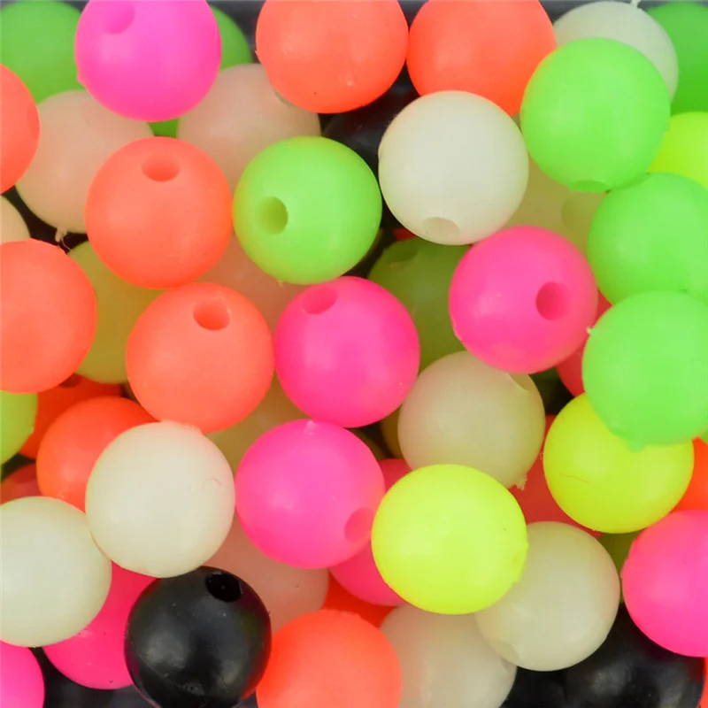Mixed Color Fishing Beads 100pcs/lot Hard Plastic Round Floating ...