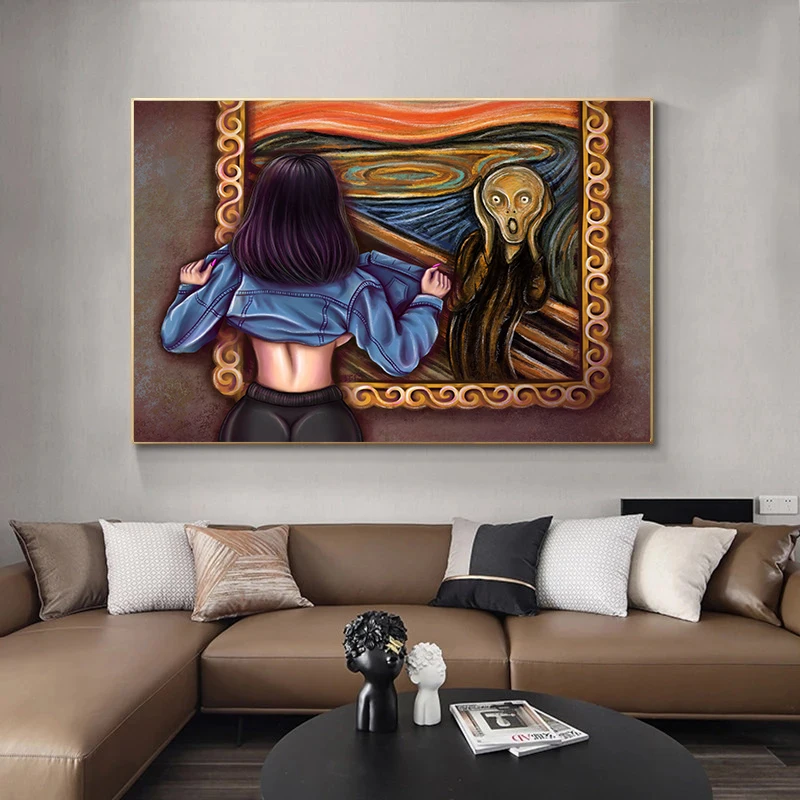 Funny-Art-The-Scream-Famous-Canvas-Art-Paintings-Sexy-Lady-Classical ...