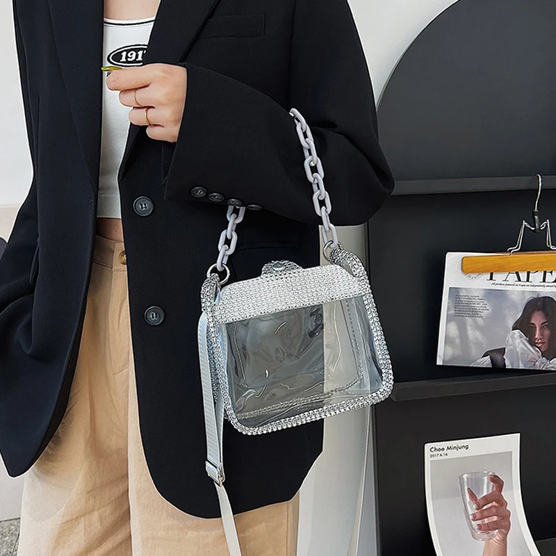 PVC Transparent Single Shoulder Chain Portable Messenger Bags Small ...