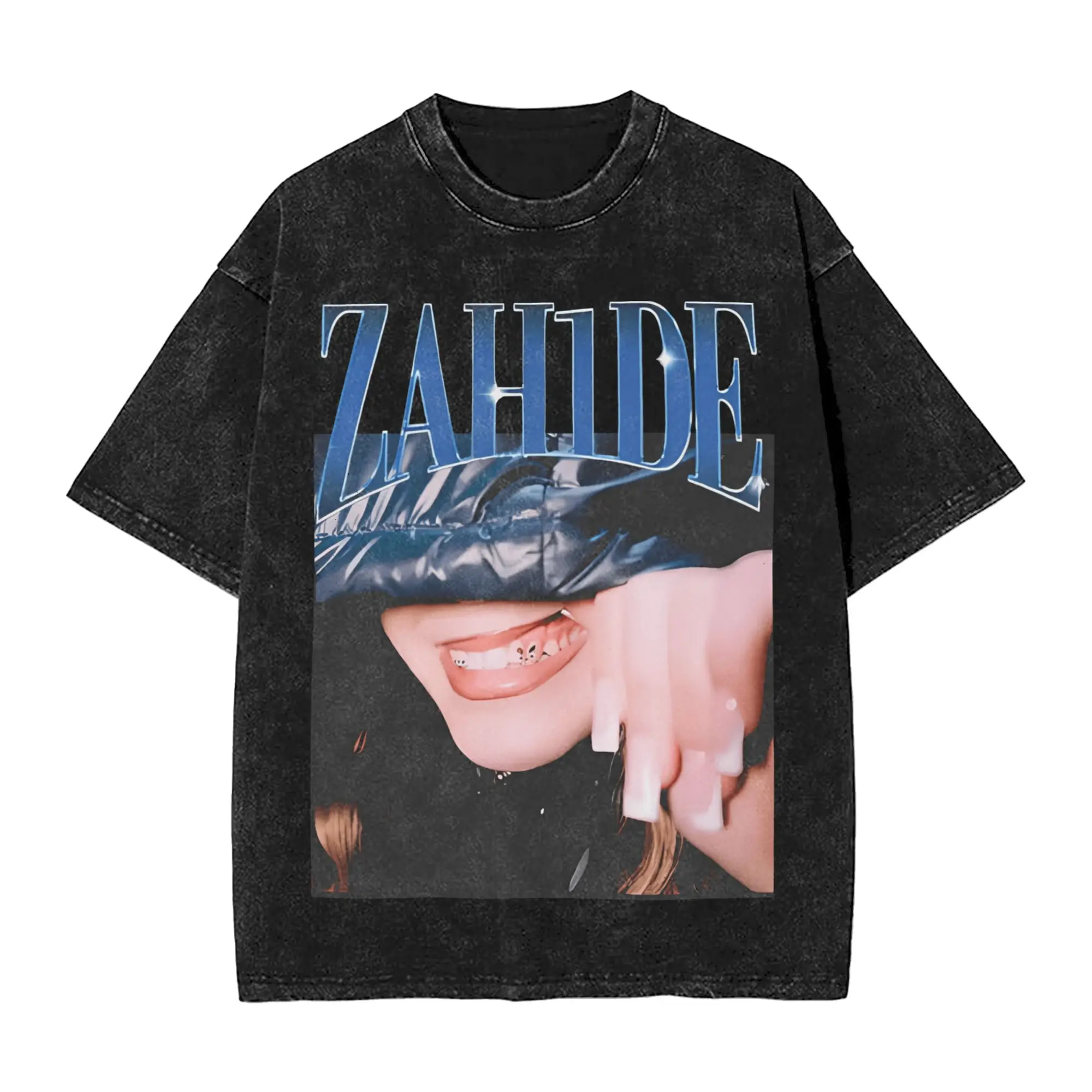 Zahide Washed T-Shirt Men Vintage Cotton T Shirts Summer Crewneck ...