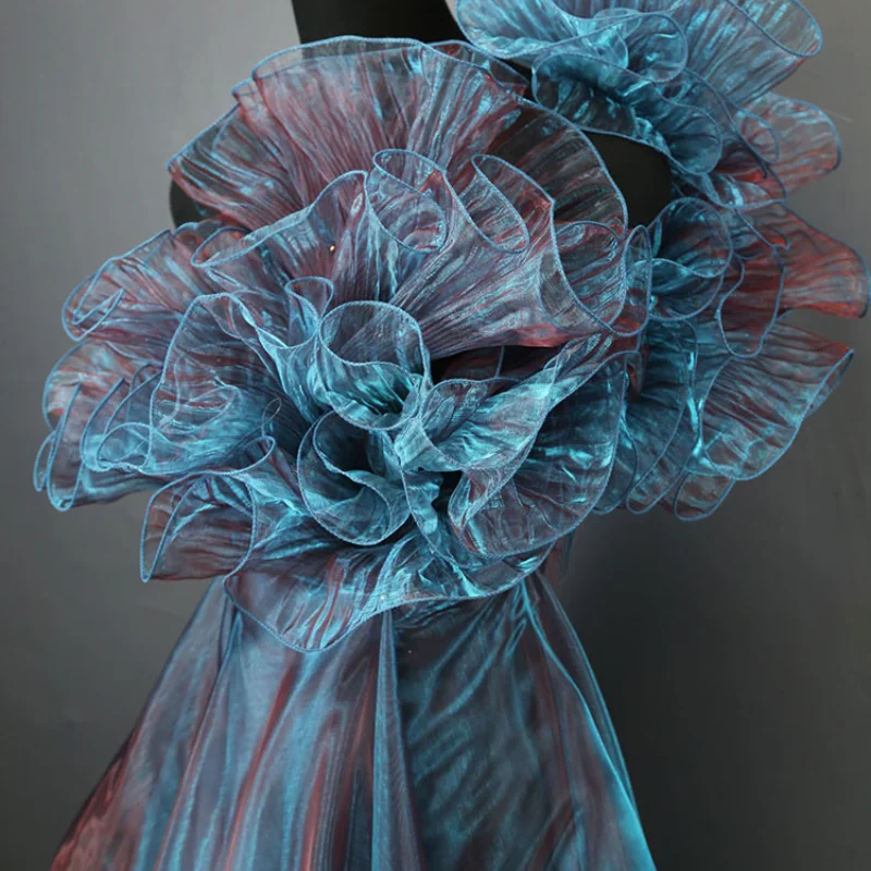 Large-Wave-Lace-Transparent-Pleated-Wedding-Dress-Accessories-Designer ...