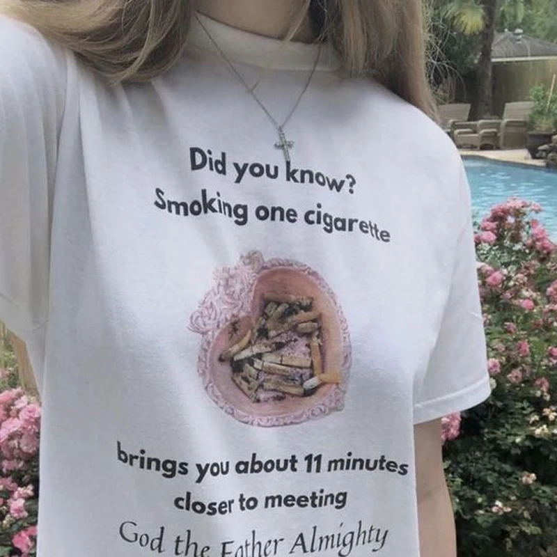 Smoking Cigarette Women Funny Meme T-Shirt Cute God Christian T Shirt ...