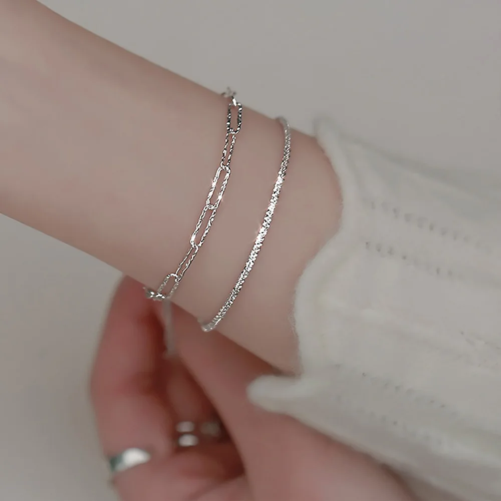 Fashion-Silver-Color-Bracelet-for-Women-Simple-Geometric-Stainless ...