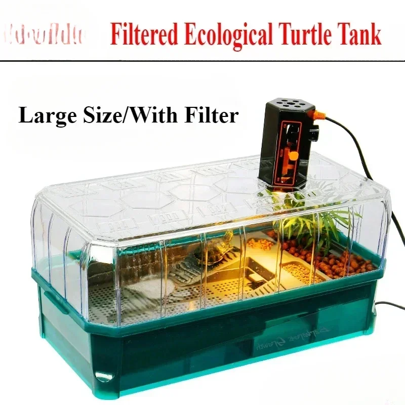 Reptile-Accessories-Plastic-Transparent-Turtle-Box-Enclosure-Water ...