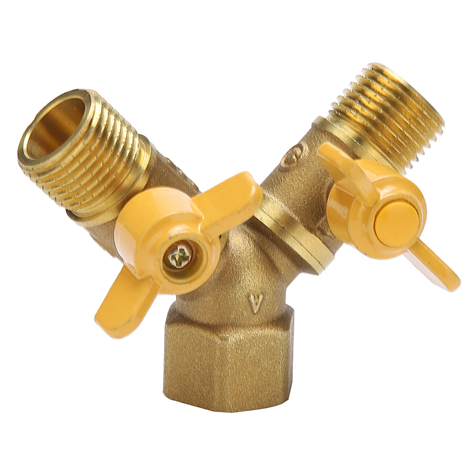 G1/2 Brass 2 Way Double Tap Hose Adapter Dual Faucet Connector Garden ...