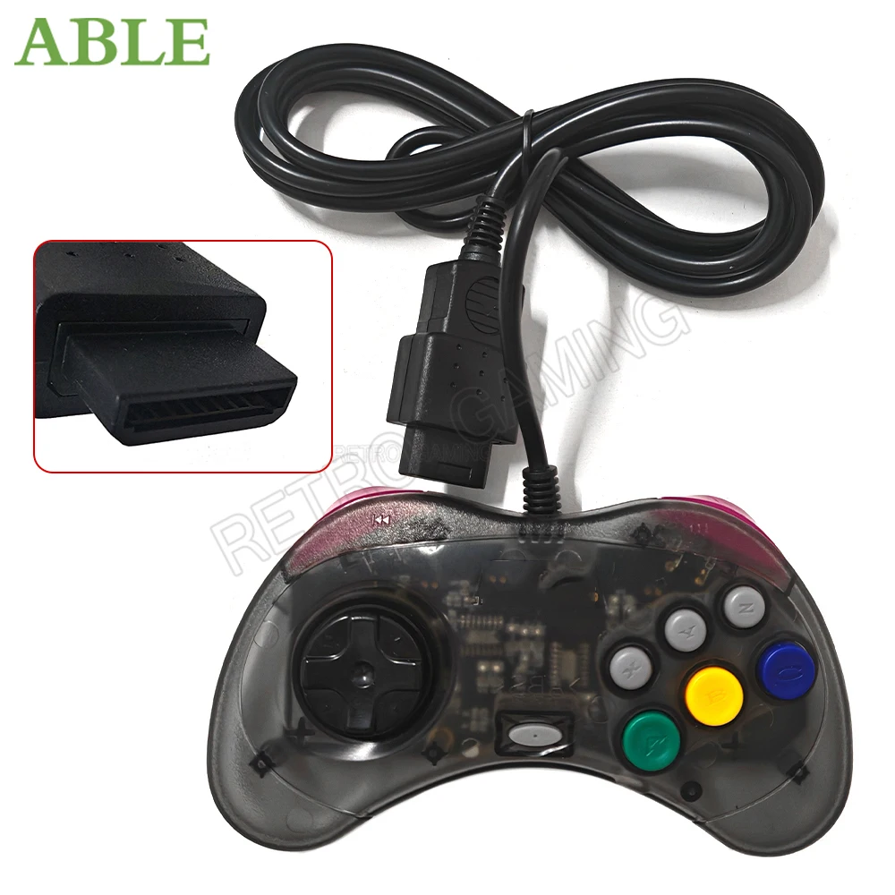 Saturn-Controller-Transparent-Wired-Gamepad-6-Buttons-For-ss-Interface ...