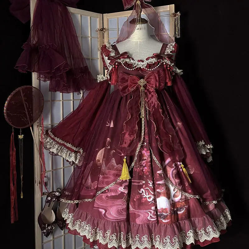 [Nine-tailed Fox] Red Chinese Style Retro Lolita Chinese Style ...