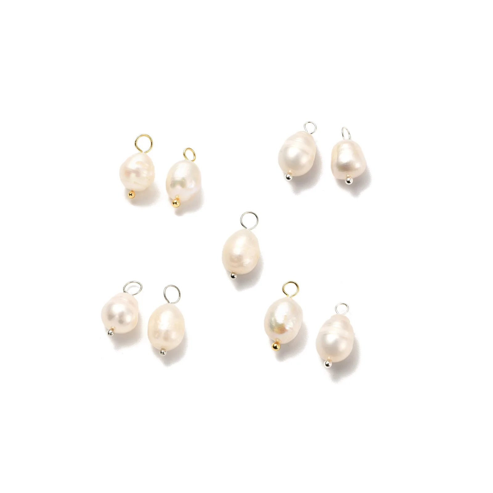 50pcs White Natural Pearl Pendant Rice Shape Cultured Freshwater Pearl ...