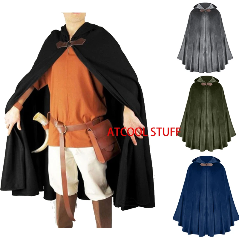 Adult-Unisex-Short-Renaissance-Hooded-Cape-Velvet-Archer-Hunter-Cloak ...