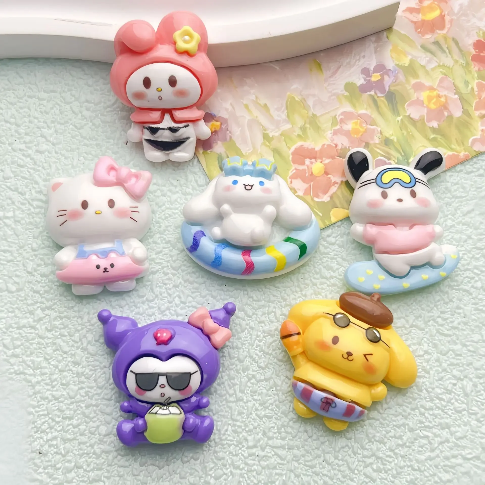 5pcs-Lovely-summer-swimming-Sanrio-hello-kitty-kuromi-cartoon-resin ...