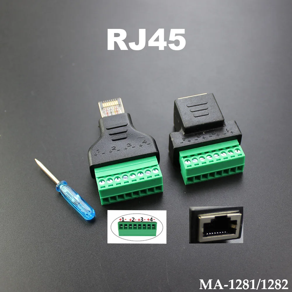 1Set Good Quality RJ45 Ethernet Male And Female TO 8-pin Screw Terminal ...