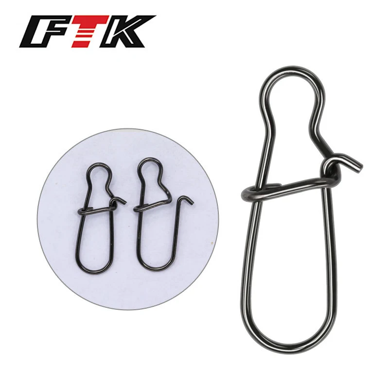 FTK 50Pcs Fishing Snaps Clip Lock Snap Strong Stainless Steel Quick Change Lure Snap Fishing ...
