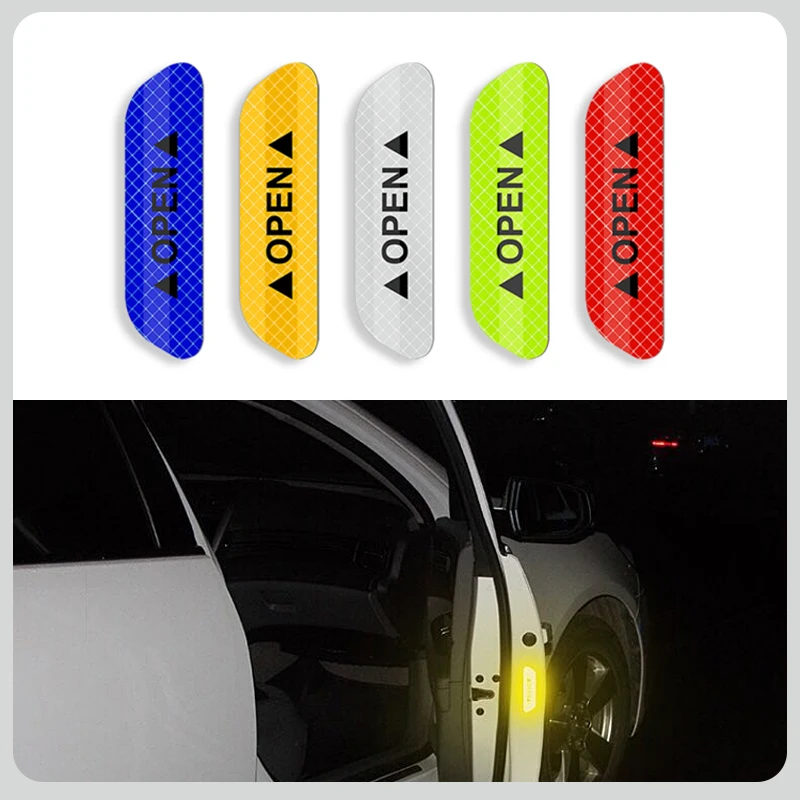 4pcs-Reflective-Car-Sticker-Warning-Sticker-Car-Door-Fluorescent-Strip ...