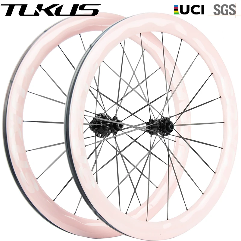 TUKUS Road Bike Disc brake Carbon Wheelset 700c Cherry Blossom Pink ...